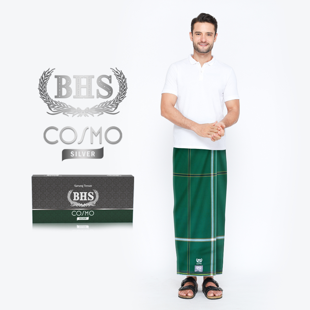 Jual Sarung BHS Cosmo Nahdho Silver Monochrome Hijau Tua | Shopee Indonesia