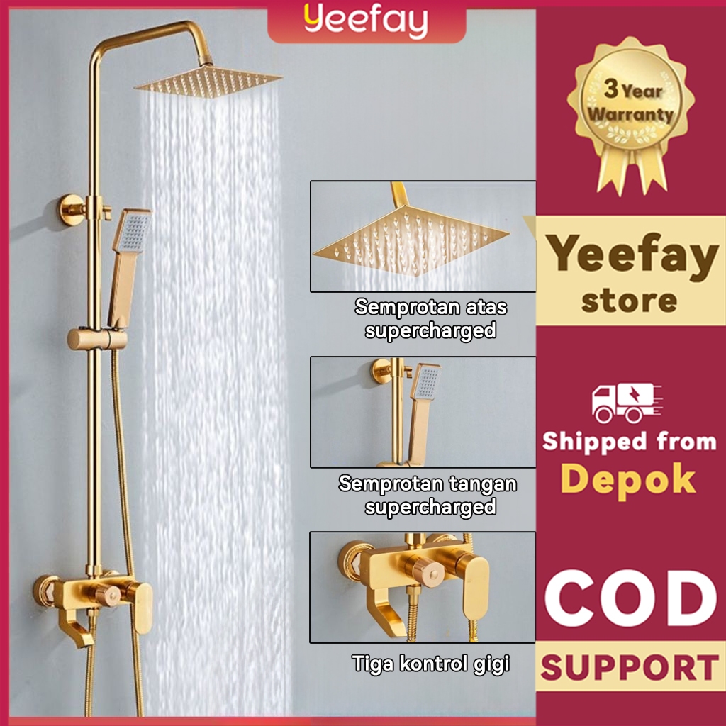 Jual Shower Kamar Mandi Emas 3 in 1 Set / Shower Putar Panas & Dingin ...