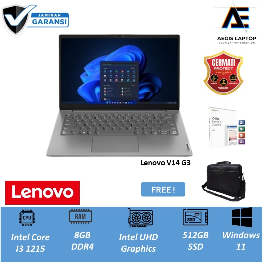 Jual LENOVO V14 G3 I3 1215 8GB 256GB W11+OHS 14.0FHD 2Y GRY -AMID ...