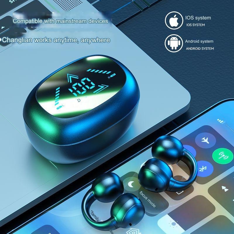 Jual TWS Sporty Headset Waterproof Ear Clip Bluetooth 5.3 Long Battery Life in-ear noise ...