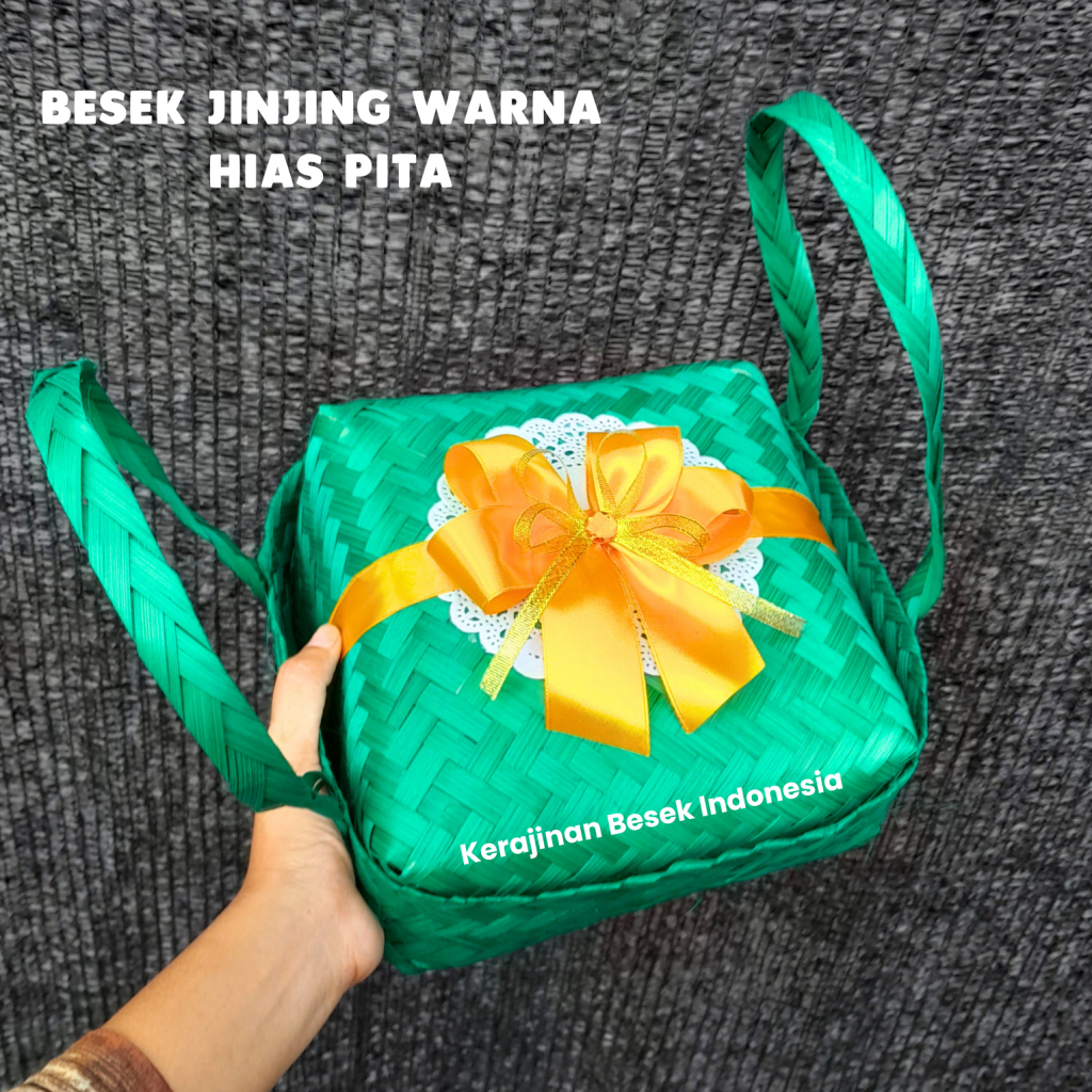 Jual BESEK JINJING KOTAK WARNA HIAS PITA MURAH ANEKA UKURAN Box nasi ...