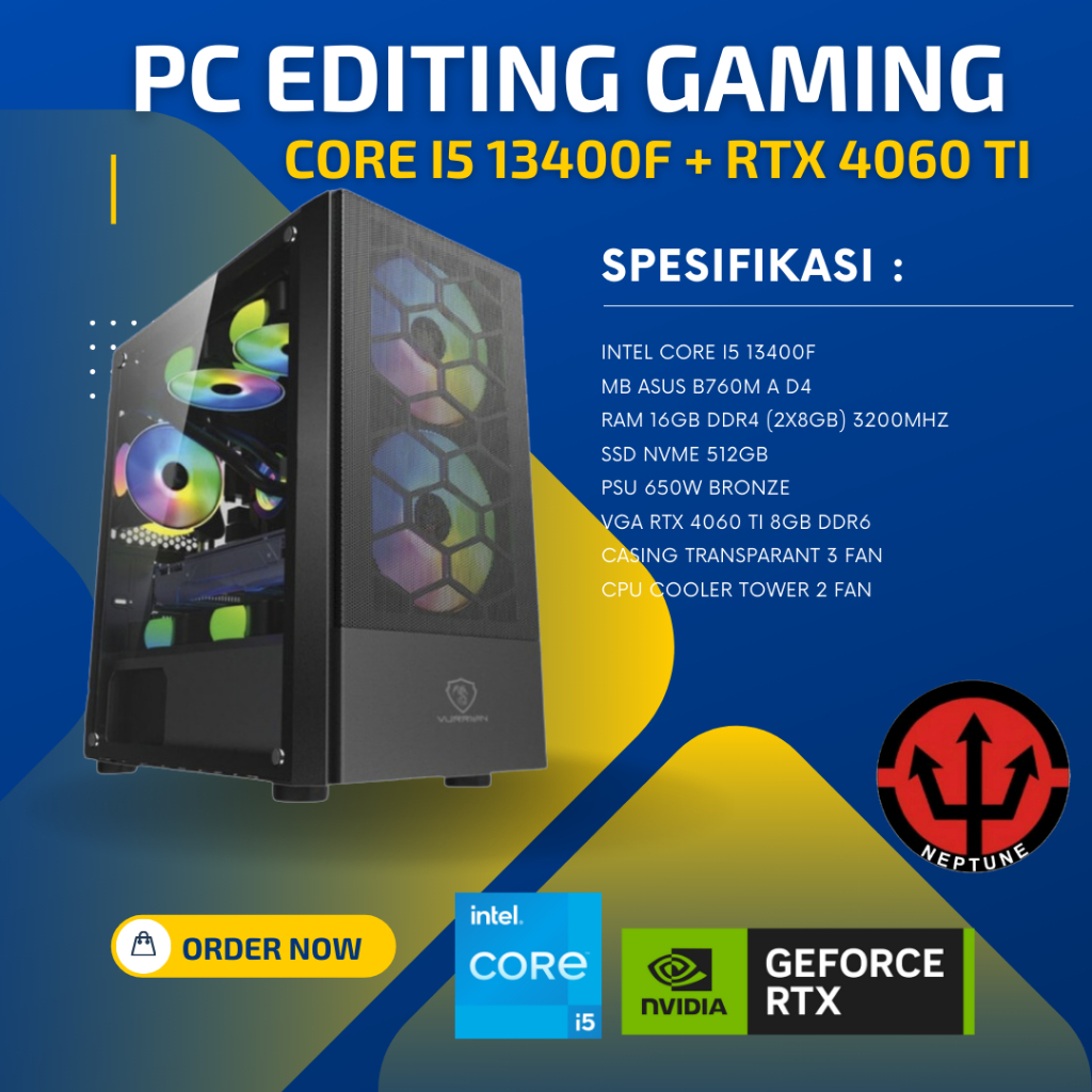 Jual RAKITAN Komputer/PC Core I5 13400F VGA RTX NVME Render Editing Gaming | Shopee Indonesia