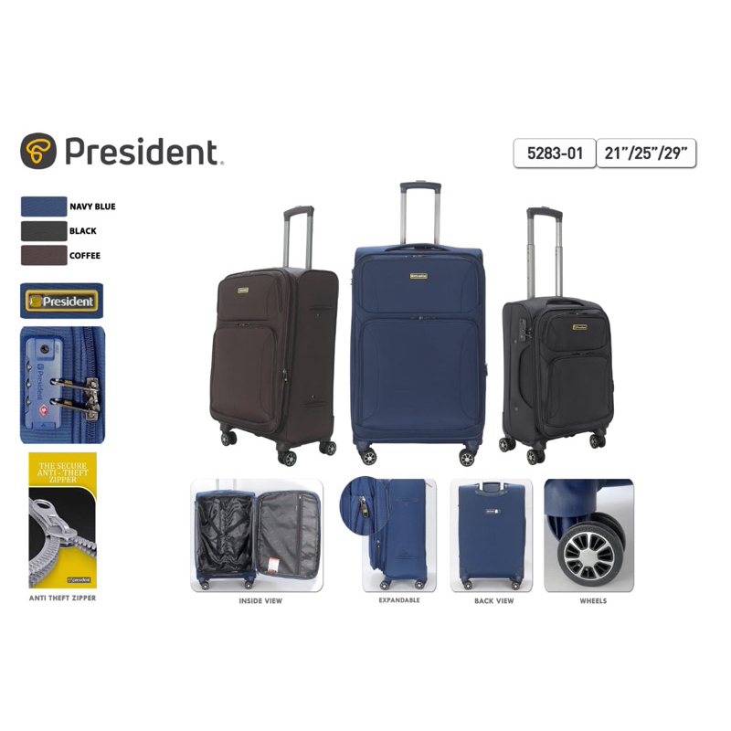 Jual KOPER PRESIDENT KAIN 20 24 28 INCH - SOFTCASE KAIN NYLON POLYESTER ...