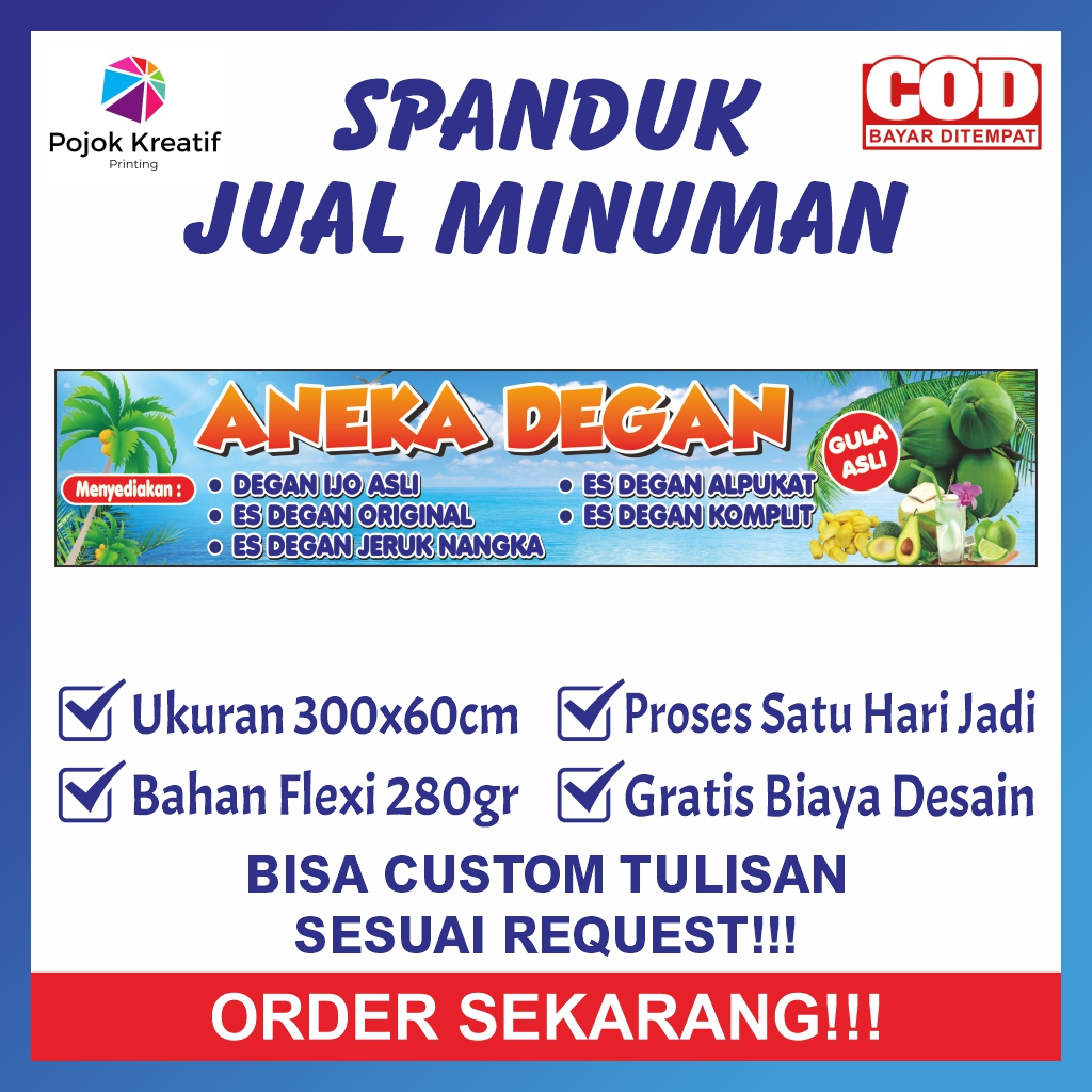 Jual SPANDUK BANNER PROMOSI JUALAN MINUMAN ES DEGAN IJO KELAPA MUDA ...