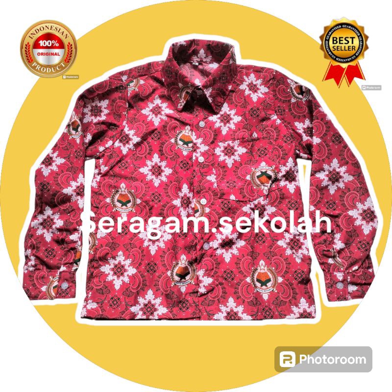 Jual BATIK SERAGAM SEKOLAH LUGINA MERAH/ SERAGAM BATIK SEKOLAH/ BATIK ...