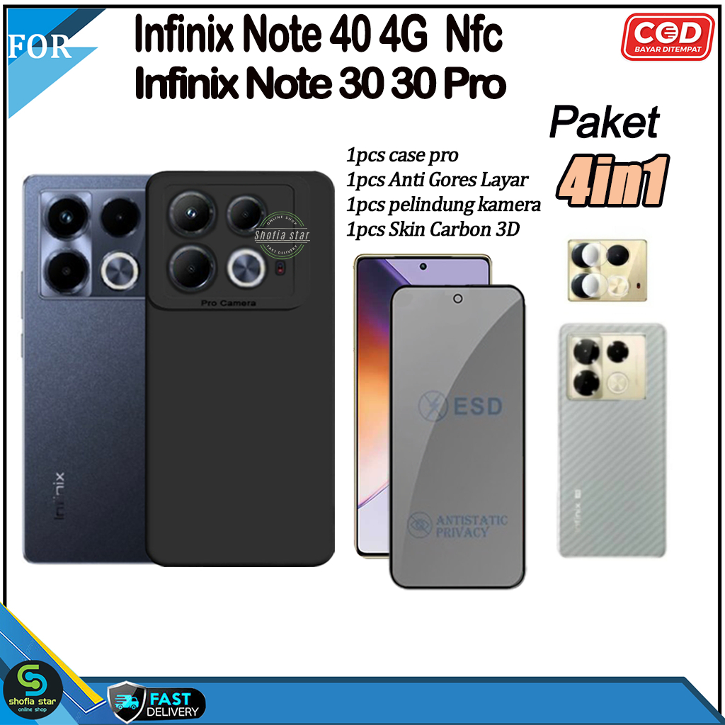 Jual Paket 4in1 Case Infinix Note 40 30 Pro Note 30 Hot 40 40i 40 Pro ...