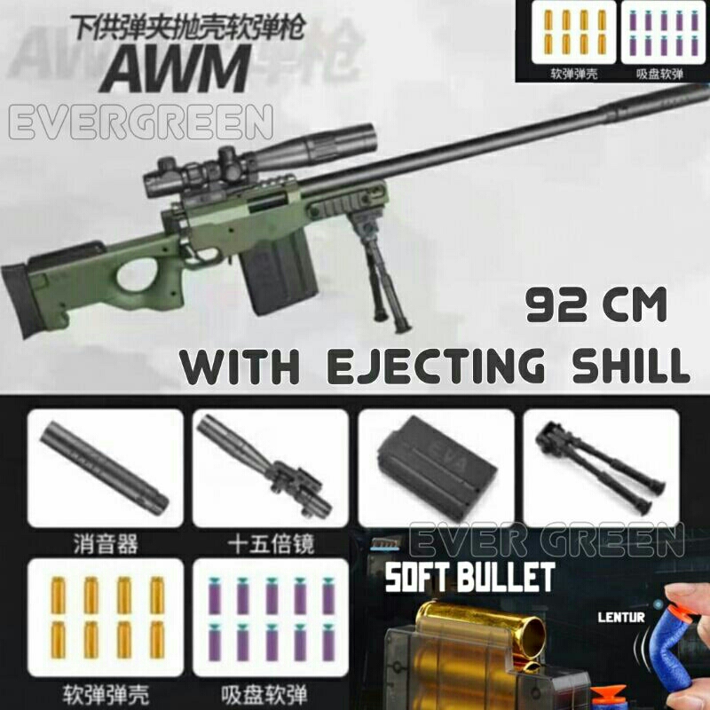 Jual Mainan Sniper Tembak Tembakan NERF : AWM 92 cm (Pluru Busa Eva Soft Bullet with Feature ...