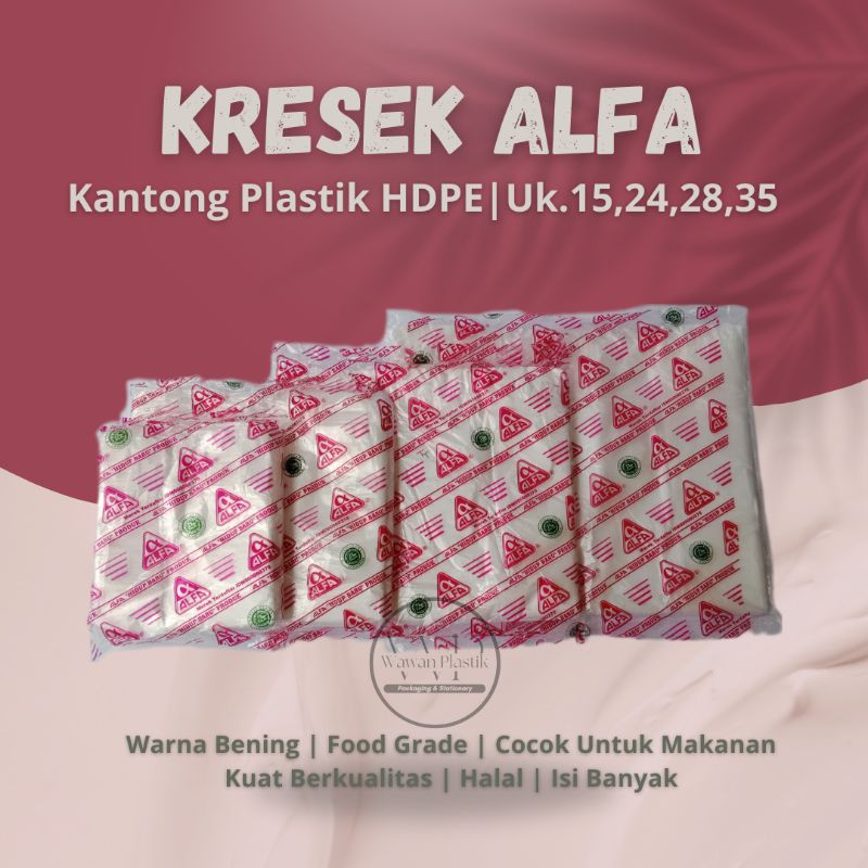 Jual Kantong Plastik Kresek Alfa Bening PE Ukuran 15, 24, 28, 35 FoodGrade Kuat | Shopee Indonesia
