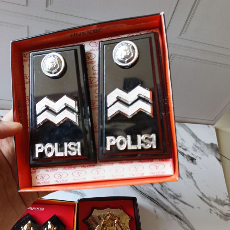 Jual pangkat set polisi full kilap kewenagan cembung/ pangkat ...