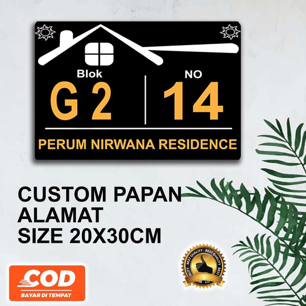 Jual custom nomor rumah simple minimalis model gantung ukuran sedang ...