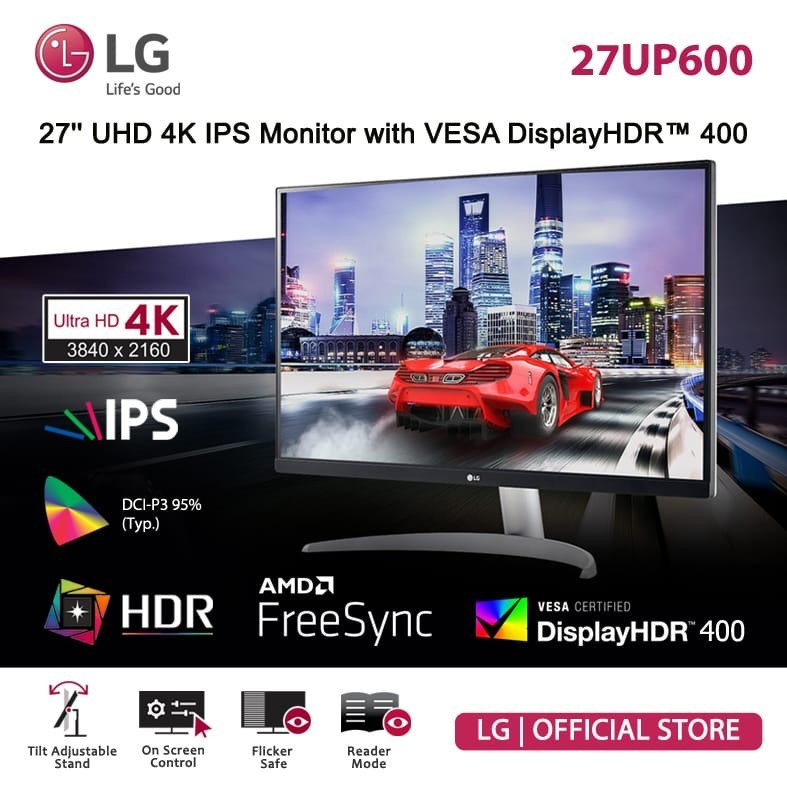 Jual Monitor LG LED 27" 27UP600 4K IPS HDR 400 AMD FreeSync | Shopee ...