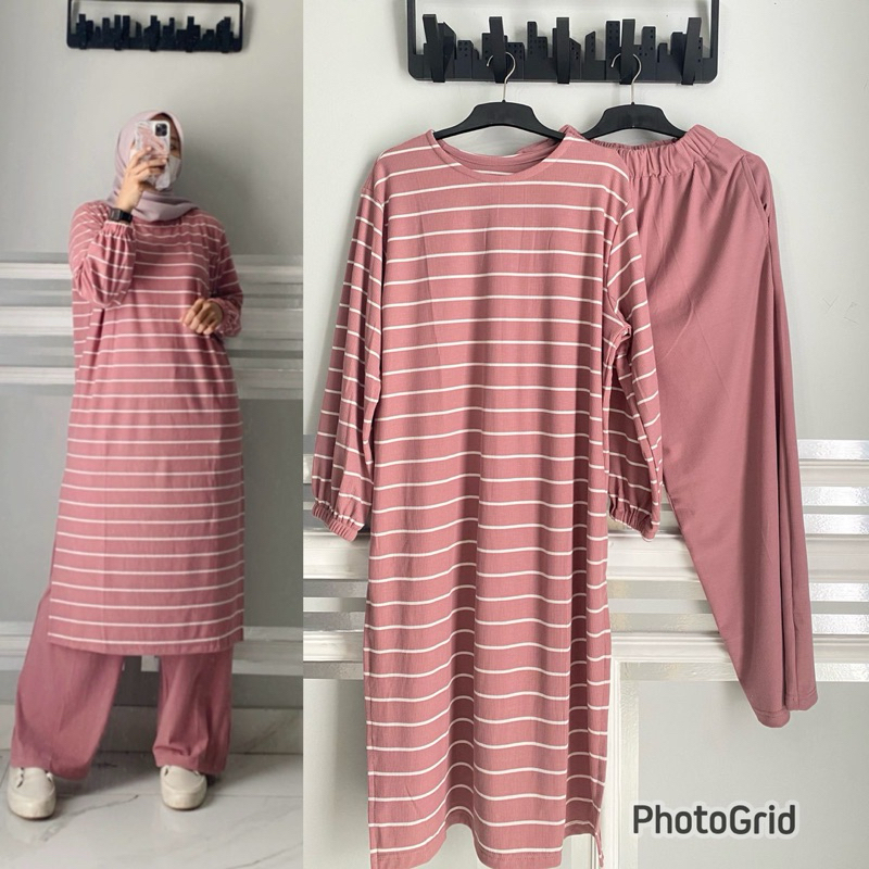 Jual SETCEL TUNIK STRIP | Shopee Indonesia