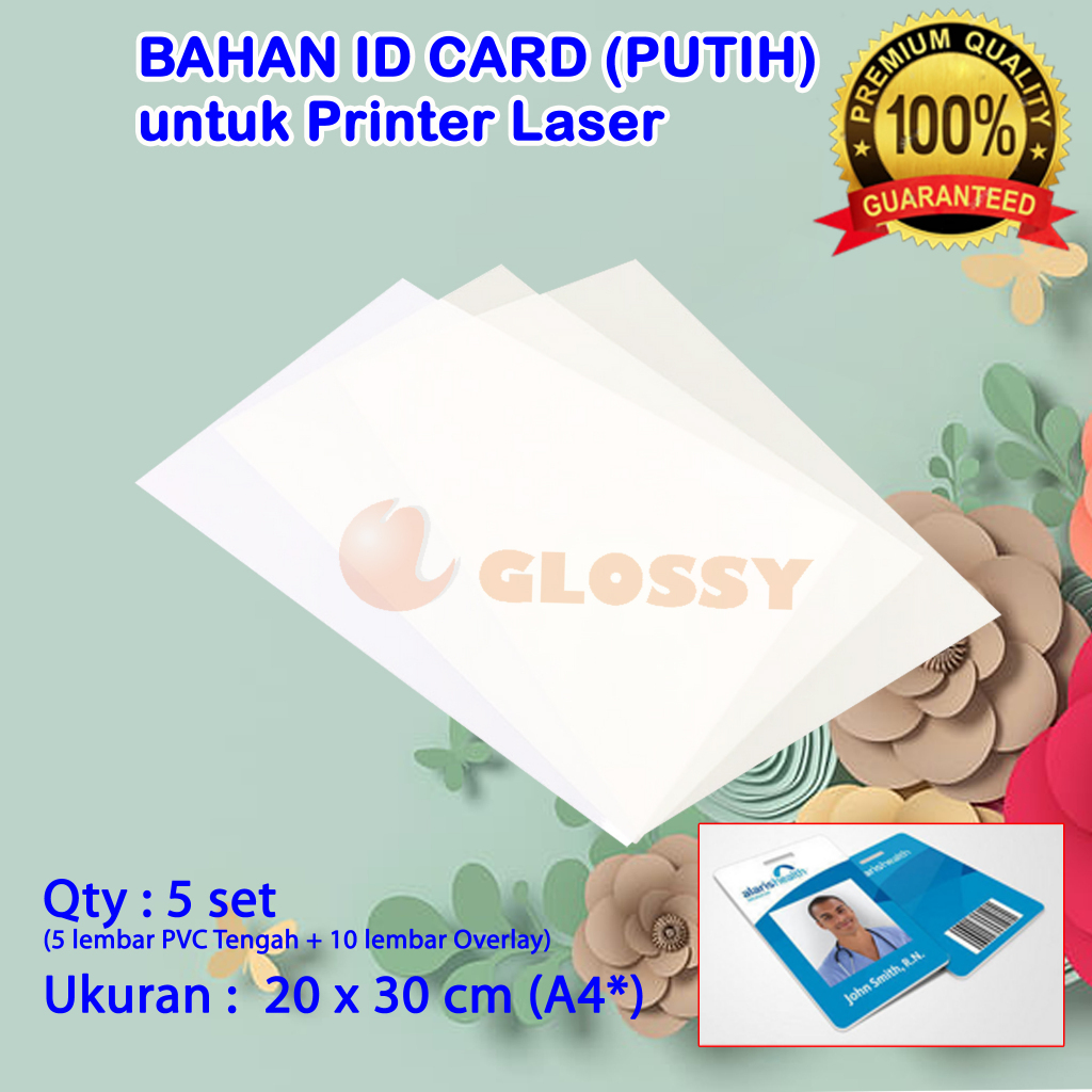 Jual PVC BAHAN ID CARD UNTUK PRINTER LASER ISI 5 SET | Shopee Indonesia