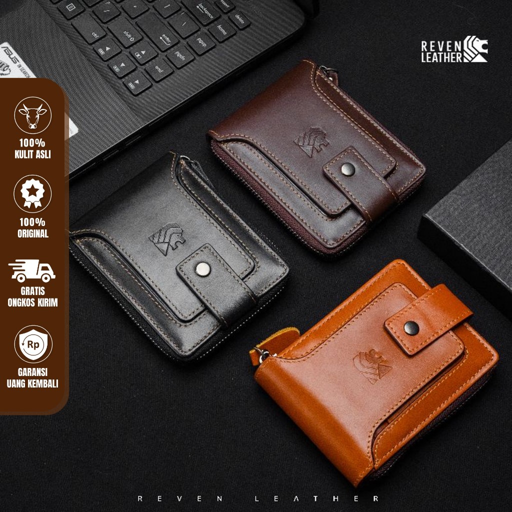 Jual Dompet Pendek Pria Cowok Kulit Model Resleting Lipat Kulit Sapi ...