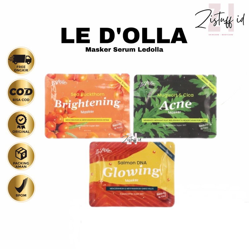 Jual LE D’OLLA Salmon DNA Glowing Masker Serum Wash Off Mask Powder ...