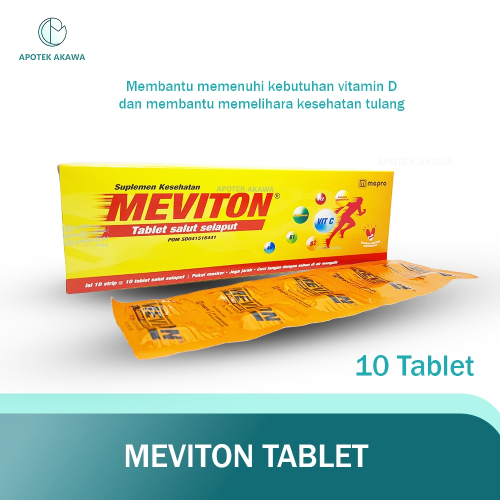 Jual MEVITON TABLET STRIP @10 TABLET / VITAMIN DAYA TAHAN TUBUH /APOTEK ...