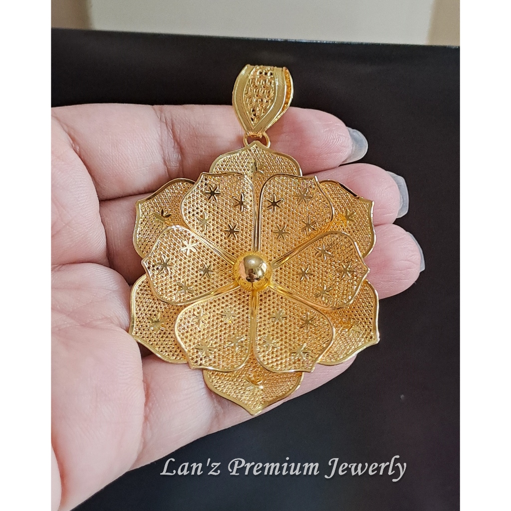 Jual Liontin Besar Kendari Super Bunga F11 Titanium 24K (Emas) | Shopee ...