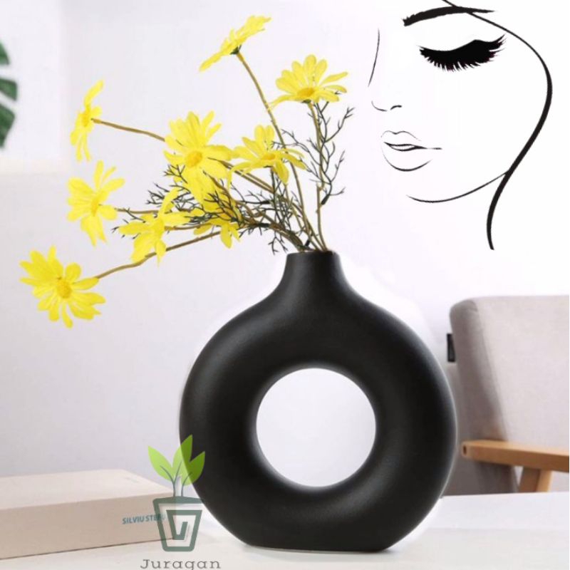 Jual vase nordic/vase aesthetic/vas bunga/vase scandinavian/vase black ...