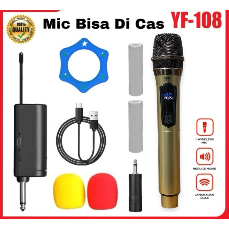 Jual MIC WIRELES NIXNOX YF-108 /MB-108 SINGLE MICROPHONE BLUETOOTH DENGAN RECEIVER SYSTEM 2 Mic ...