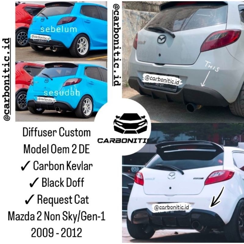 Jual Diffuser Custom Model Oem 2 DE Mazda 2 Non Sky 2009 - 2013 Carbon ...