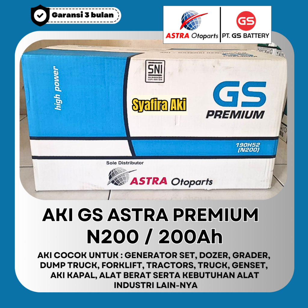 Jual Aki Genset, Kapal, Bus, Alat berat N200 GS ASTRA 12v 200Ah Accu basah | Shopee Indonesia