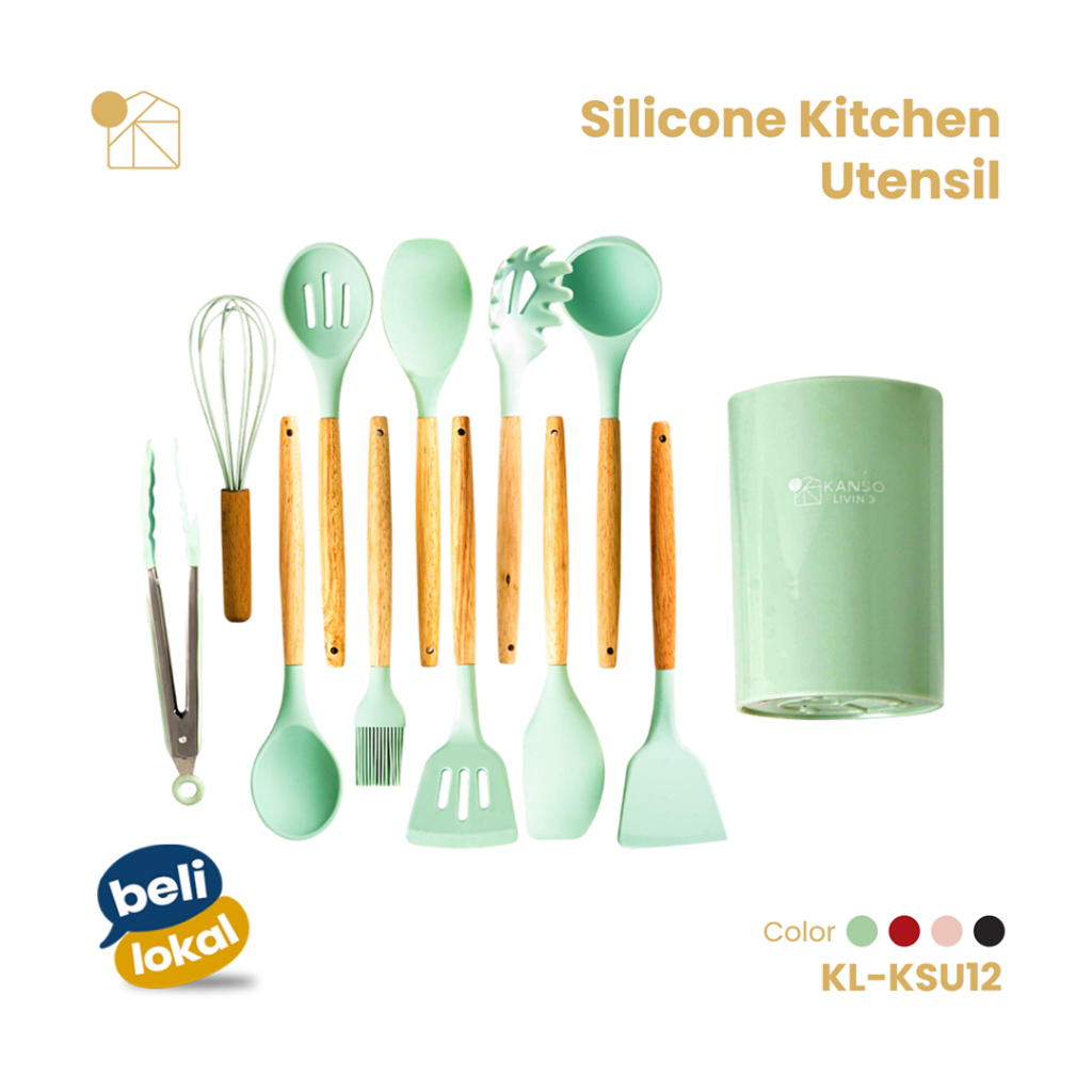 Jual Kanso Living 12 in 1 Kitchen Silicone Utensil Set Sutil Spatula ...
