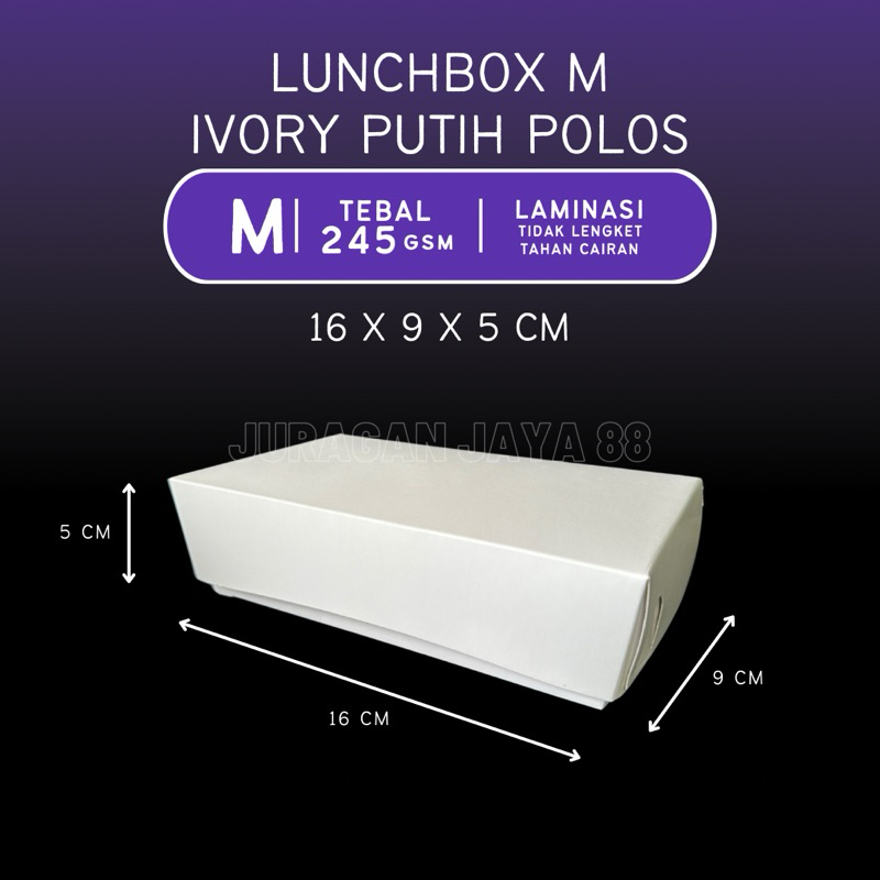 Jual Lunch Box Ivory Laminasi Putih Polos Medium (M) ukuran 16x9x5 cm ...
