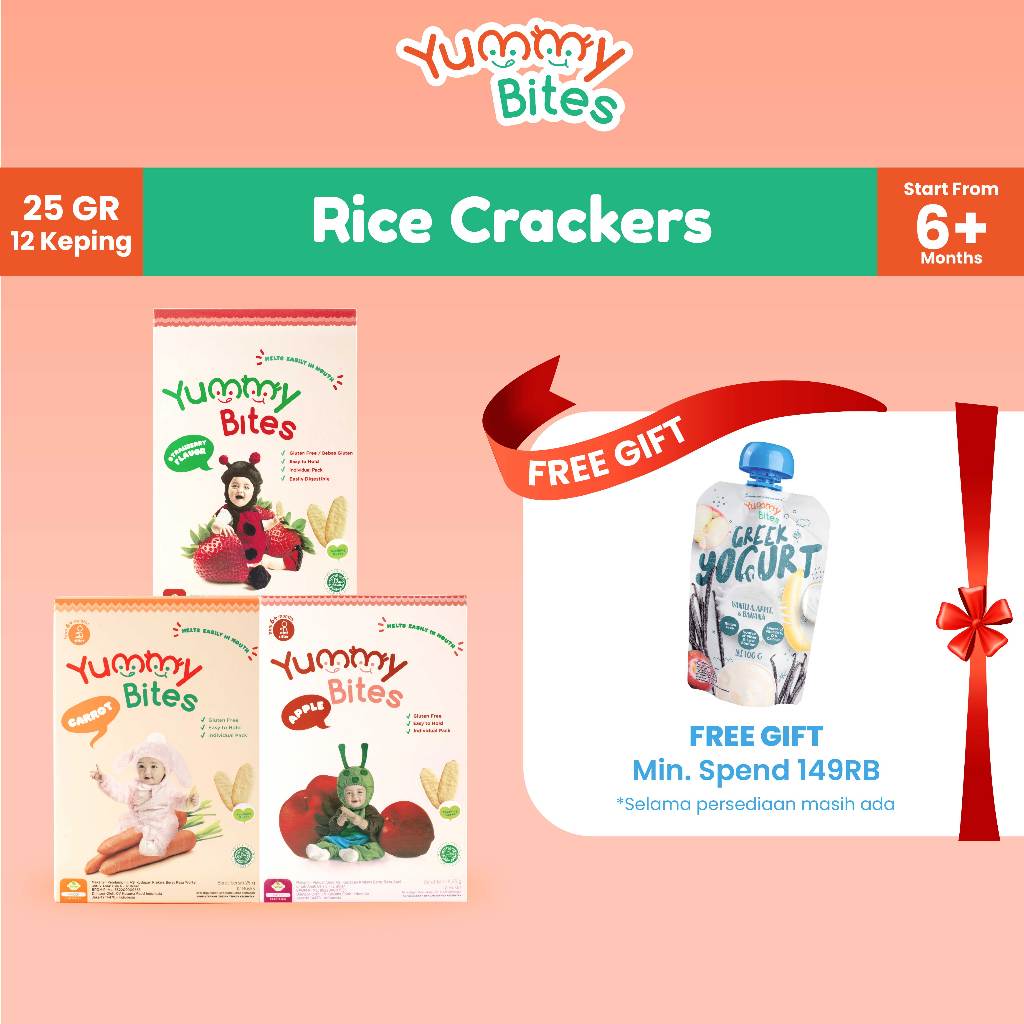 Jual Yummy Bites Rice Crackers 25 GR Snack Baby/ Cemilan bayi | Shopee ...