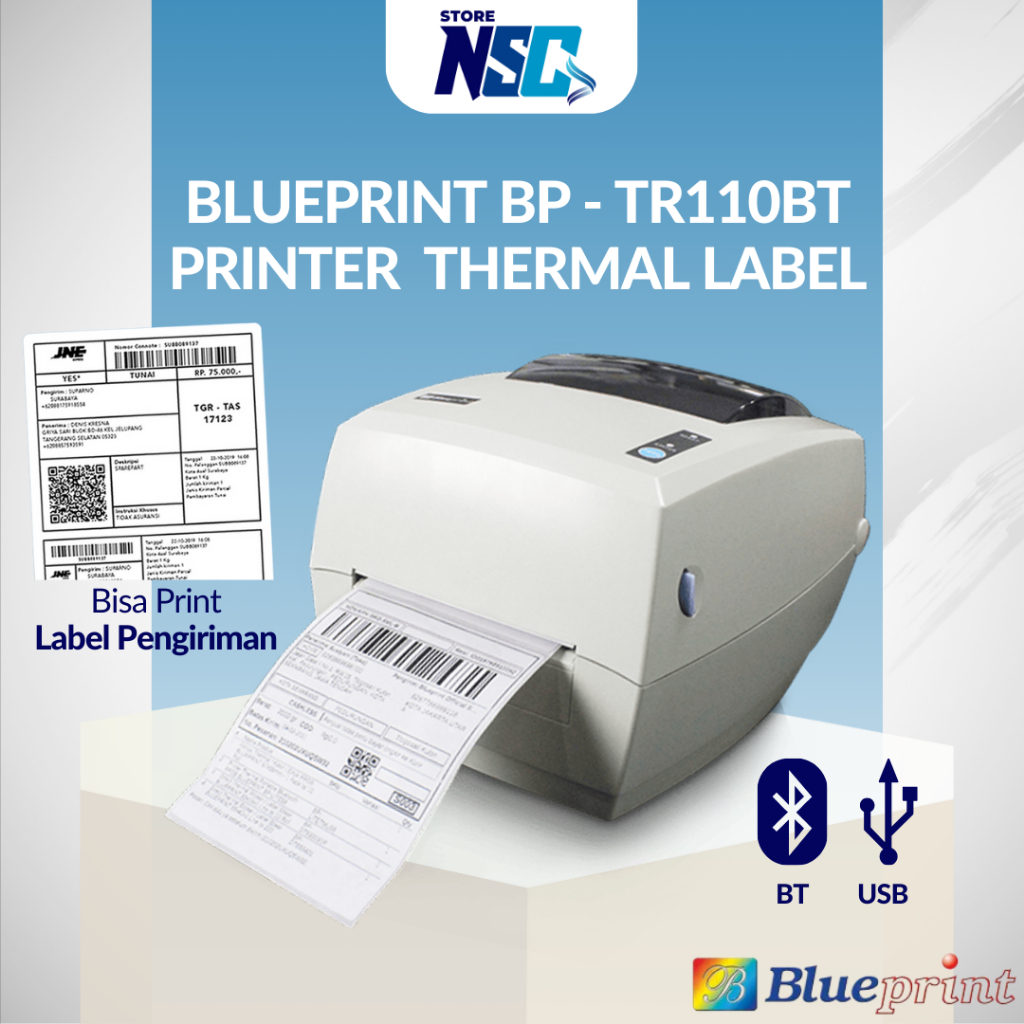 Jual Printer Barcode Thermal Label Resi A6 BLUEPRINT TD110BT USB + BLUETOOTH | Shopee Indonesia