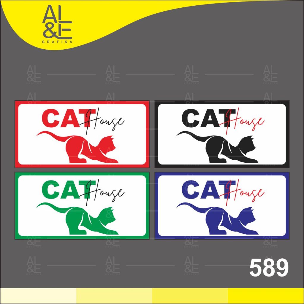 Jual 589 - Stiker Cat House (Tempat Hewan Peliharaan), Sticker Vinyl ...