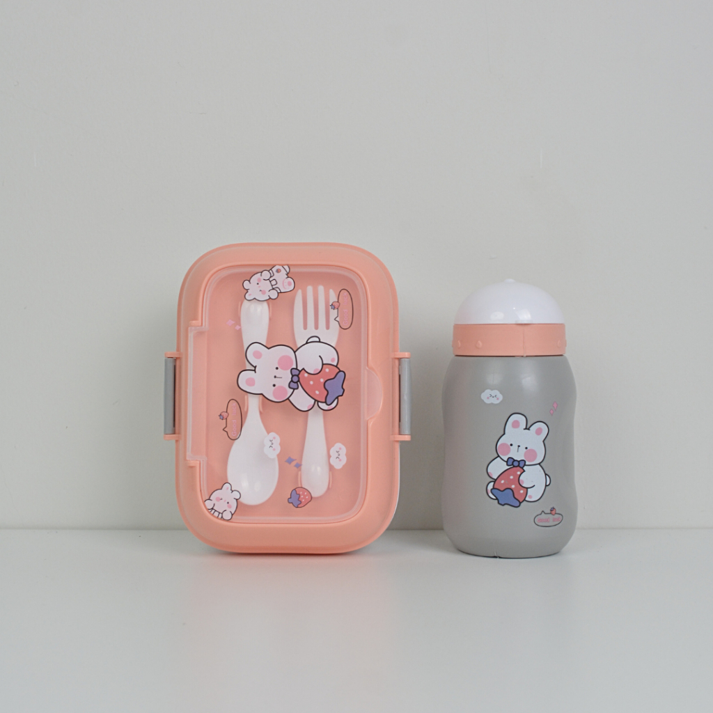 Jual Set Kotak Makan Botol Minum Anak 2 Tingkat BPA Free Bonus Sendok dan Garpu Cocok Untuk ...