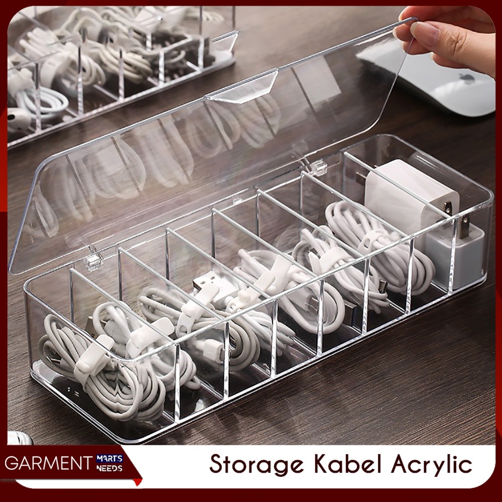 Jual AKRCHR - Kotak Penyimpanan Kabel Charger Data USB Akrilik Storage ...