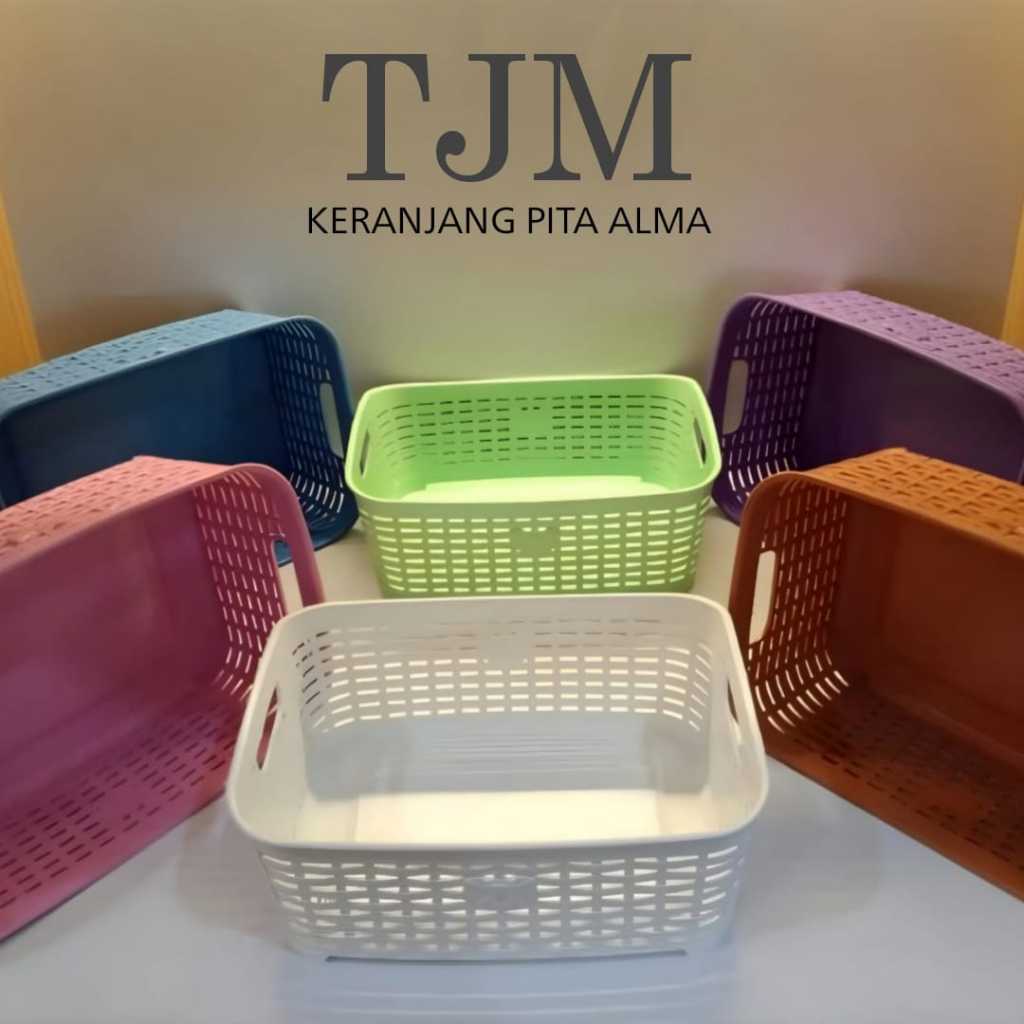 Jual [TJM] KERANJANG SEGI PITA MOTIF ANYAM ALMA / KERANJANG MULTIFUNGSI ...