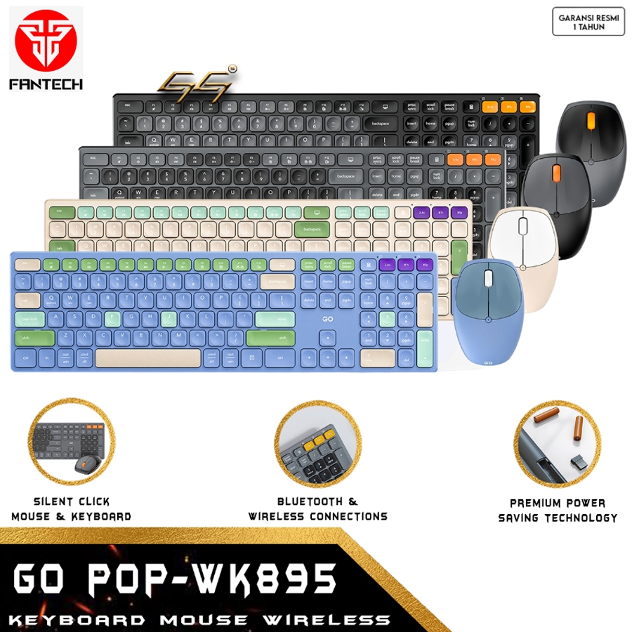 Jual Fantech GO POP WK895 WK-895 Keyboard Mouse Wireless Bluetooth 2in1 Dual Connections ...