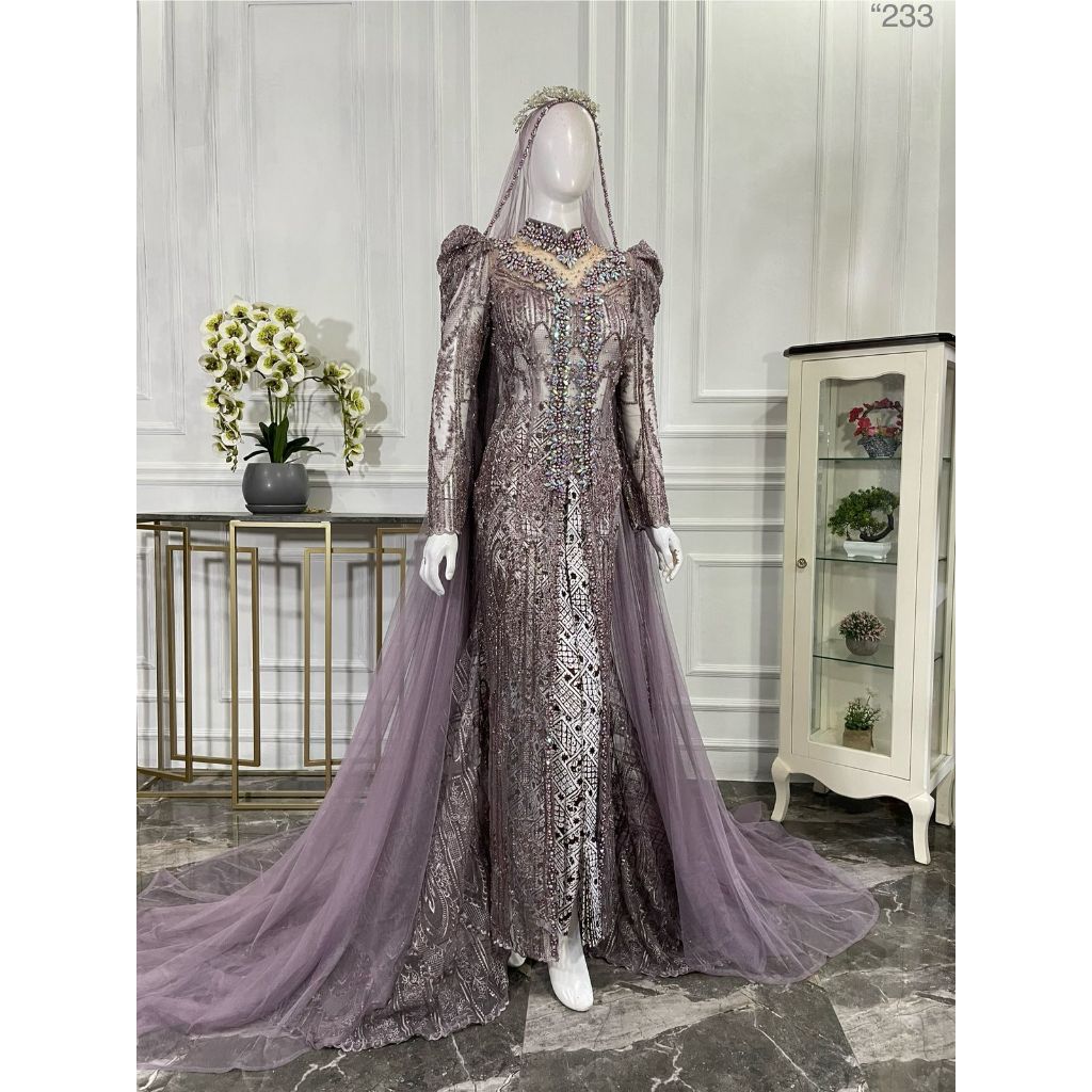 Jual Kebaya akad nikah wanita modern belah taro full set | Shopee Indonesia