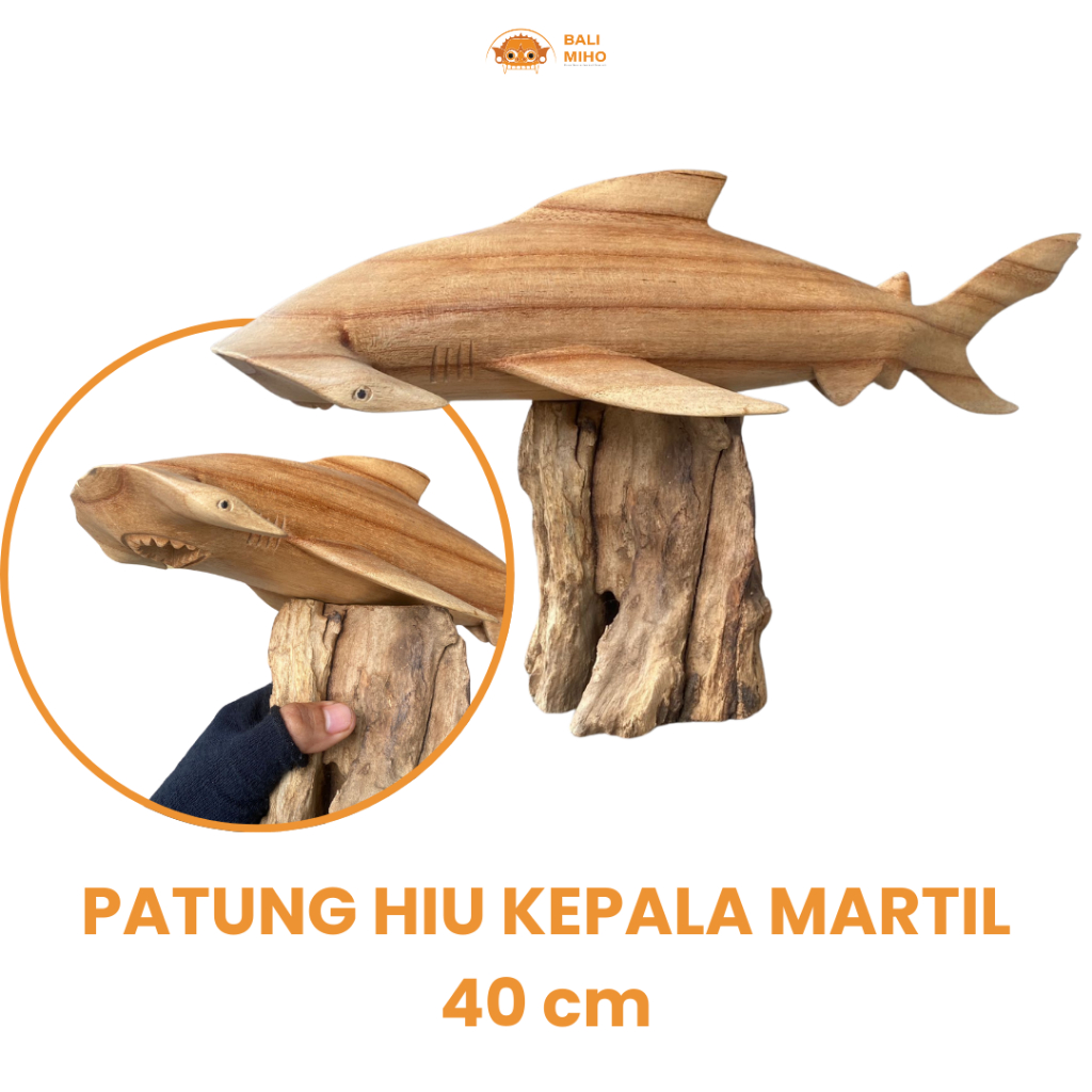 Jual Patung Ikan Hiu martil Kayu Ukuran 40 cm - Dekorasi Kerajinan ...