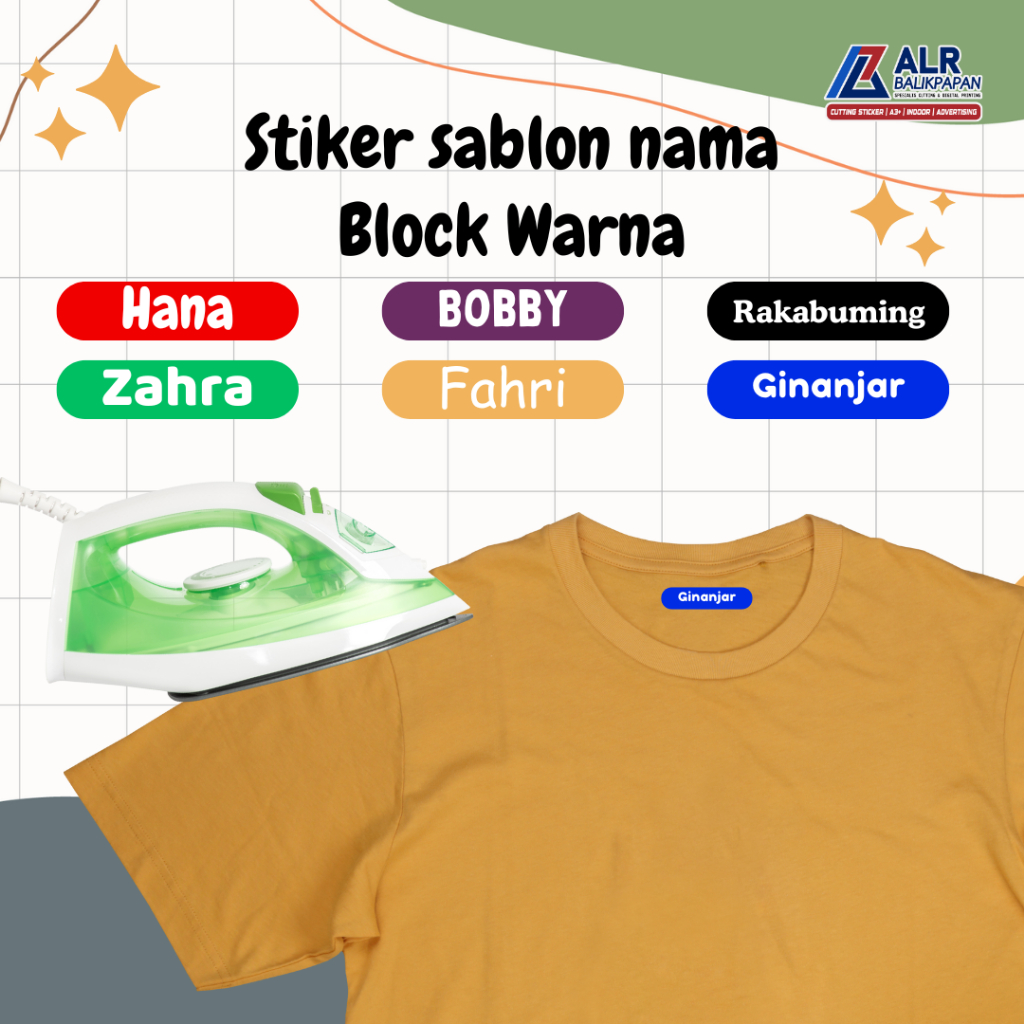 Jual Stiker Label Nama Kain Baju isi 60pcs, Stiker Sablon Kaos Custom ...