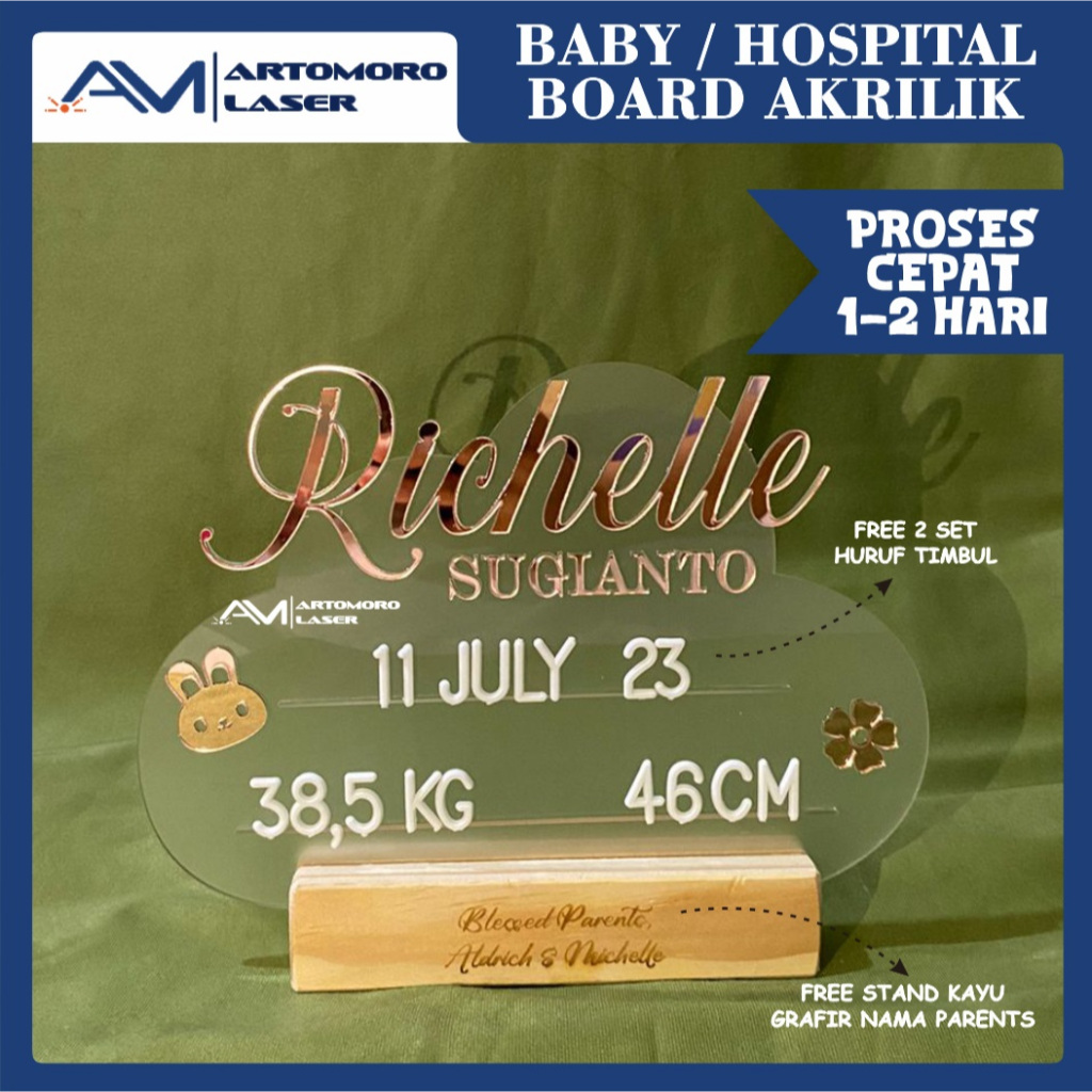 Jual HOSPITAL BOARD ARKILIK / NEWBORN BABY BOARD AKRILIK / CLOUD ...