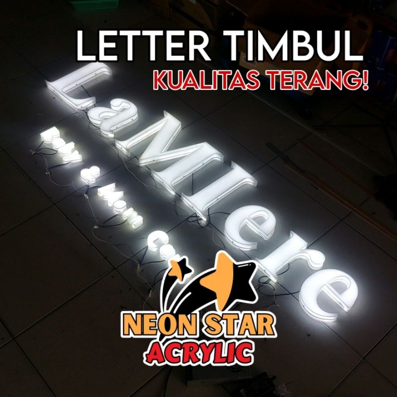 Jual Huruf Timbul Putih Nyala + Lampu / Letter Timbul Akrilik / Lampu ...