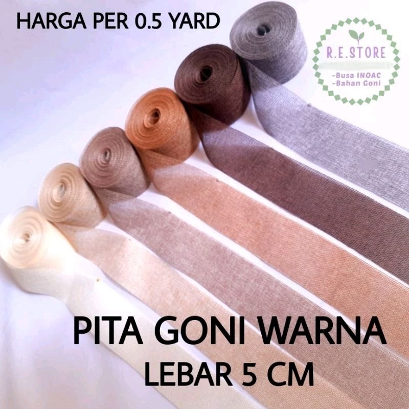 Jual [PER 0.5 YARD] Pita Goni Warna 5 CM Impor-Burlap Jute Ribbon-Tali ...