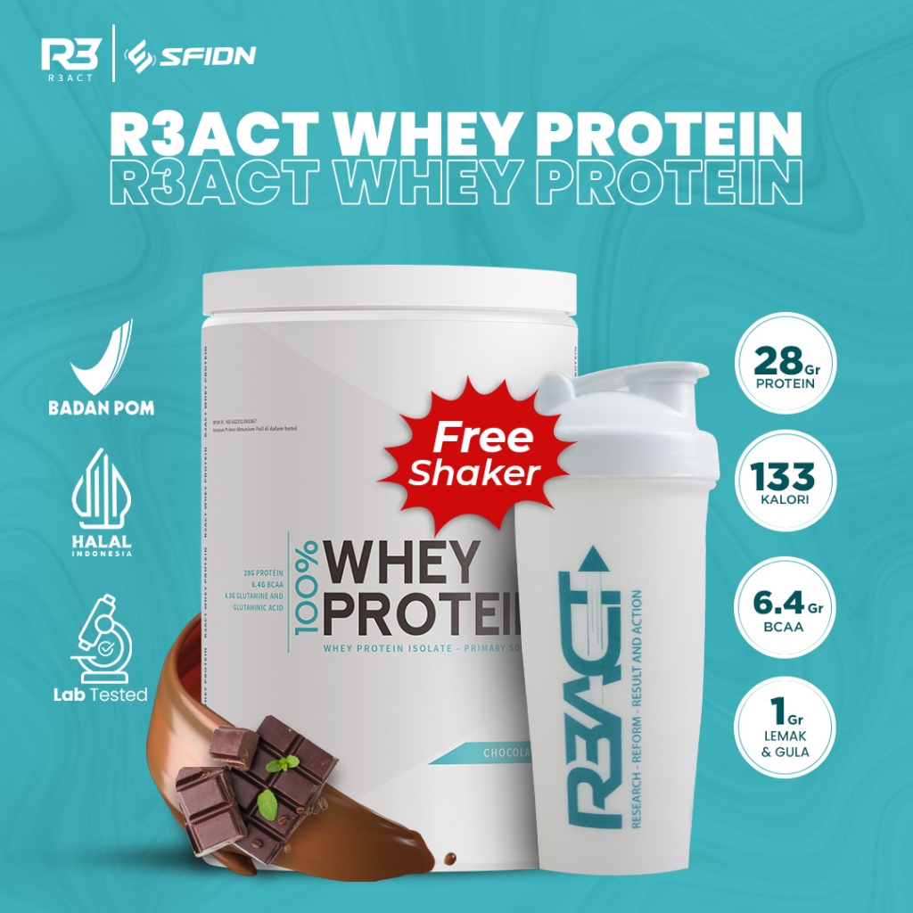 Jual R3ACT 100% Whey Protein 2 lbs | REACT WHEY + FREE SHAKER | Shopee ...