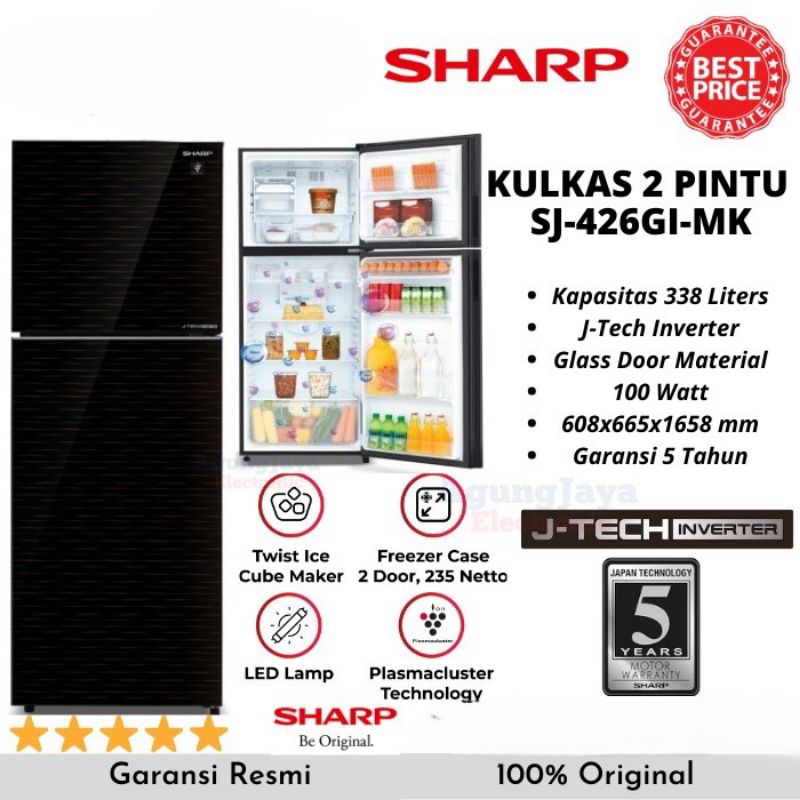 Jual SHARP Kulkas 2 Pintu J-Tech Inverter Lemari Es 338 Liter SJ-426GI-MK Garansi Resmi | Shopee ...