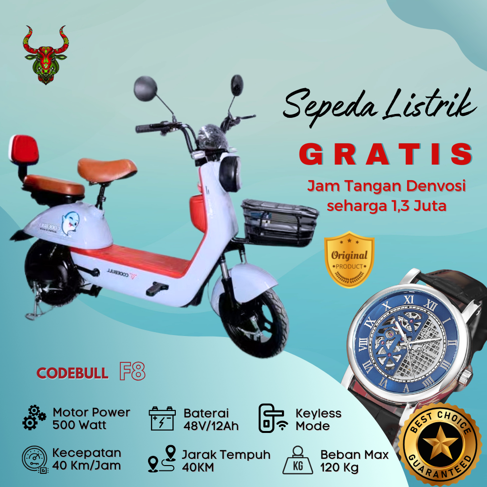 Jual CODEBULL F8 Sepeda Listrik City Original 500 Watt Sepeda Motor 48 ...