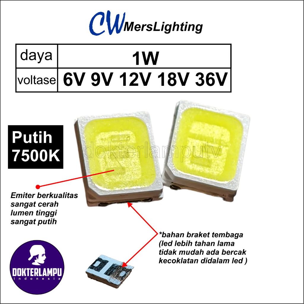 Jual 100PCS LED SMD 2835 3V 6V 9V 12V 18V 36V CW MERS LIGHTING UNTUK ...