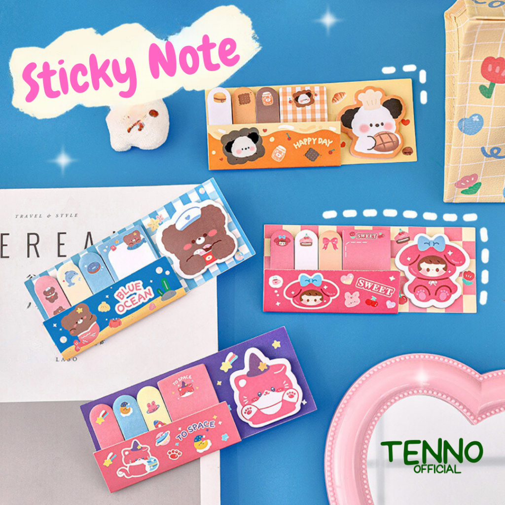Jual TENNO Penanda Buku Isi 100 Catatan Kertas Tempel Sticky Notes ...