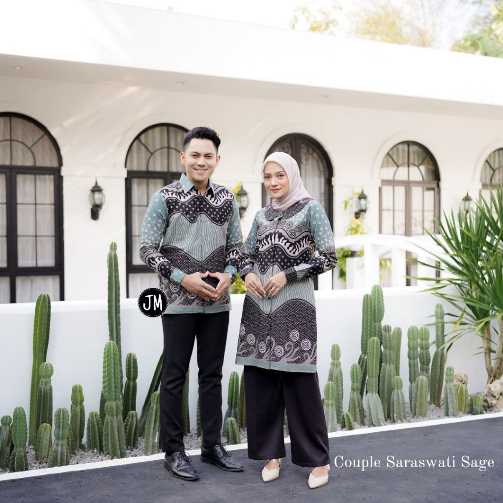 Jual BATIK COUPLE MOTIF SARASWATI KOLEKSI BATIK SEROJA | Shopee Indonesia