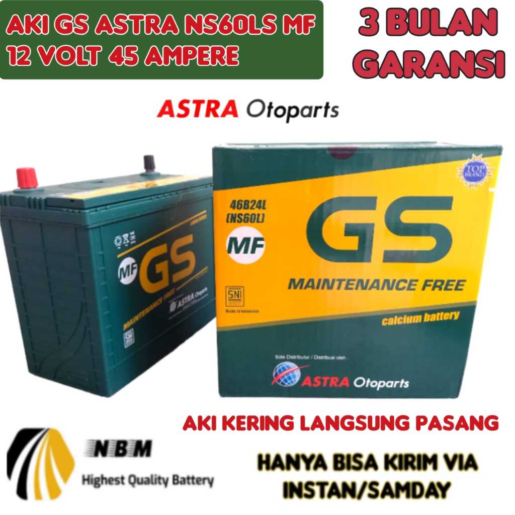 Jual Aki Mobil New Yaris/Sienta/Vios/CRV /Corolla GS Astra NS60LS MF 45 Ah | Shopee Indonesia