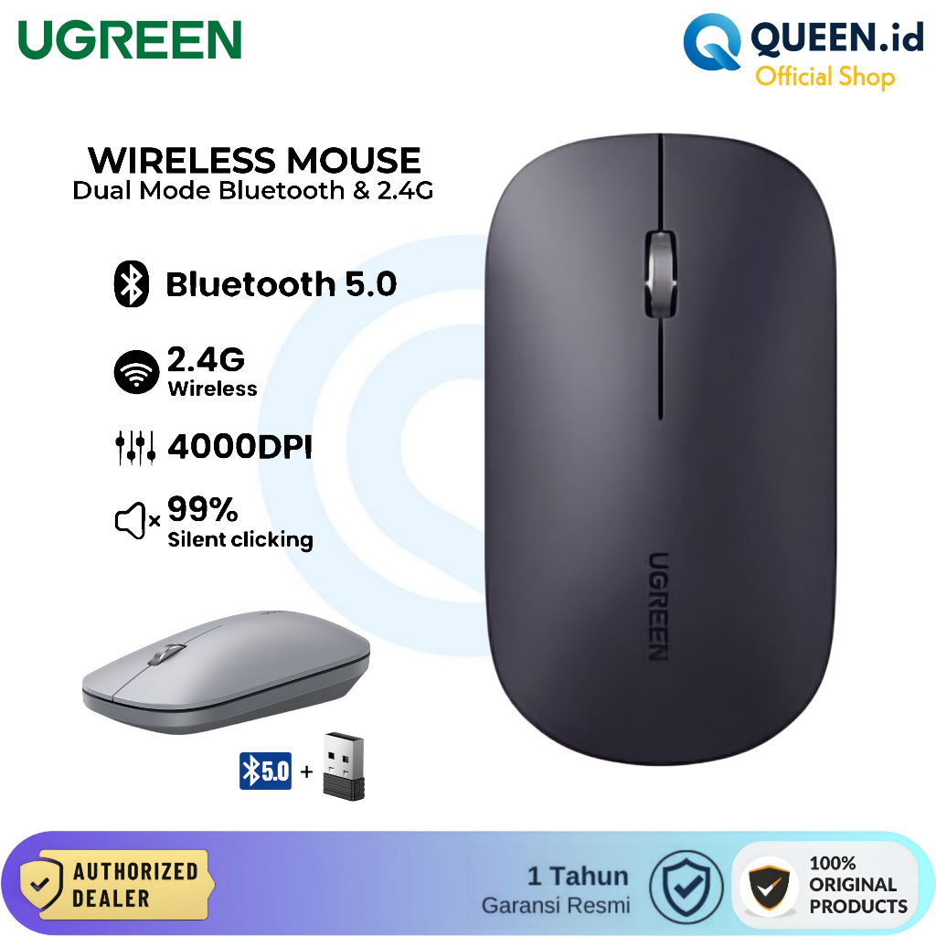Jual UGREEN Mouse Wireless Bluetooth - 2.4G USB Dual Mode Silent Click ...