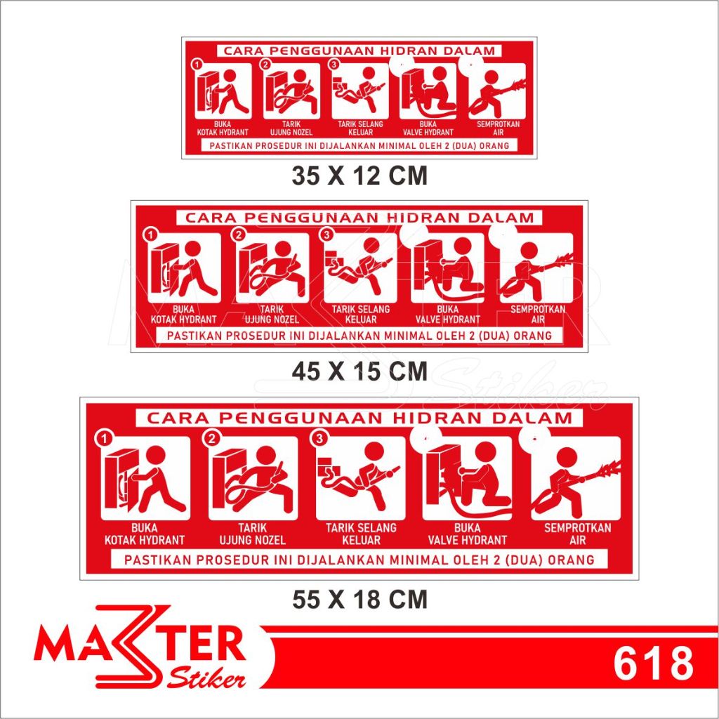 Jual 618 - Stiker Rambu K3 Cara Penggunaan Hidran Dalam, Sticker Vinyl ...