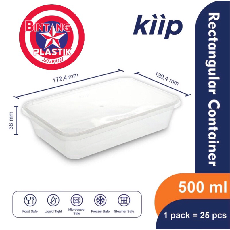 Jual TOP BRAND! Thinwall Kotak 500ml BENTO PLASTIK KIIP Halal food ...